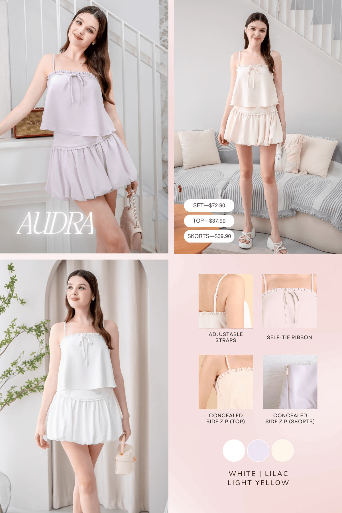 AUDRA BUBBLE SKORTS IN WHITE | NEONMELLO