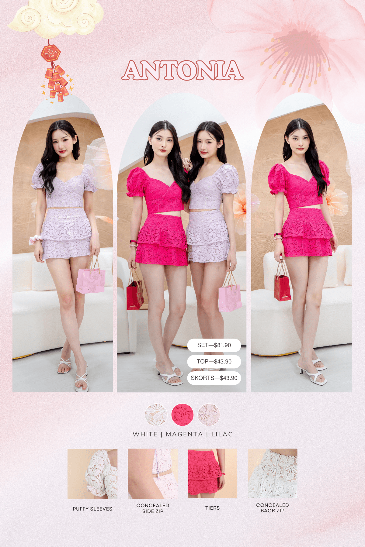 ANTONIA CROCHET 2-PC SET IN MAGENTA | NEONMELLO