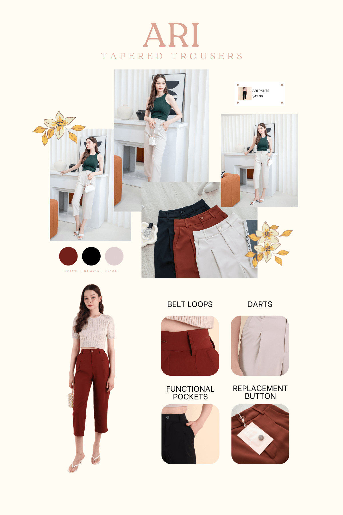 ARI TAPERED TROUSERS IN BRICK | NEONMELLO