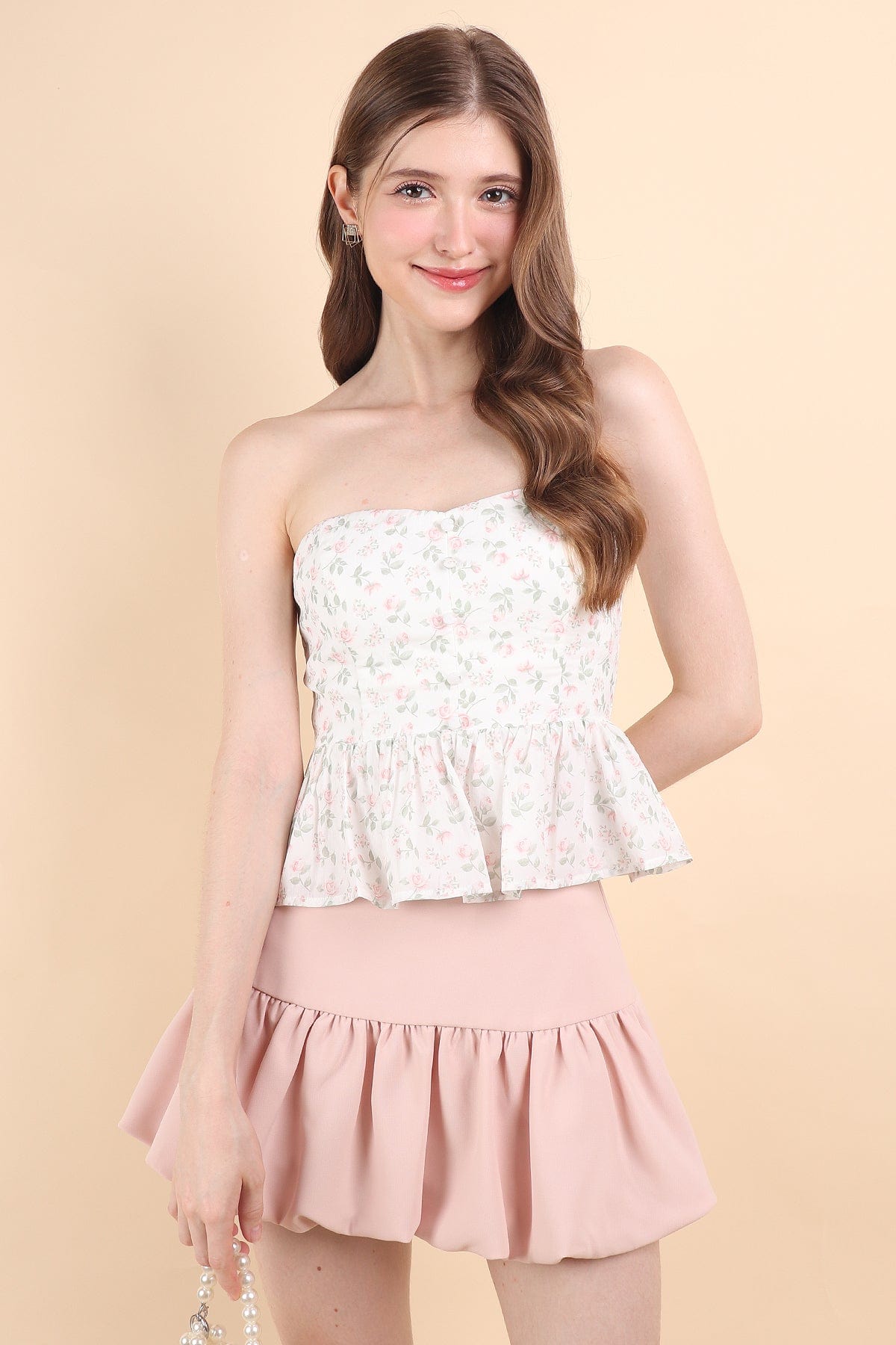 AVIA FLORAL PADDED TUBE TOP IN PINK | NEONMELLO