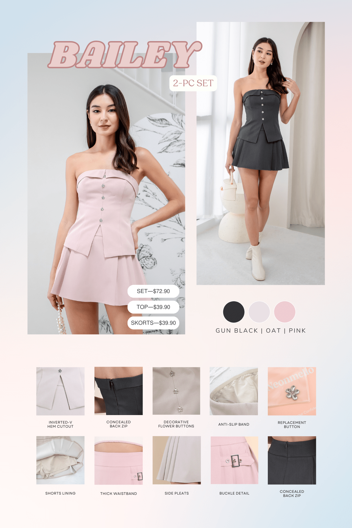 BAILEY FLAP TUBE TOP IN PINK | NEONMELLO