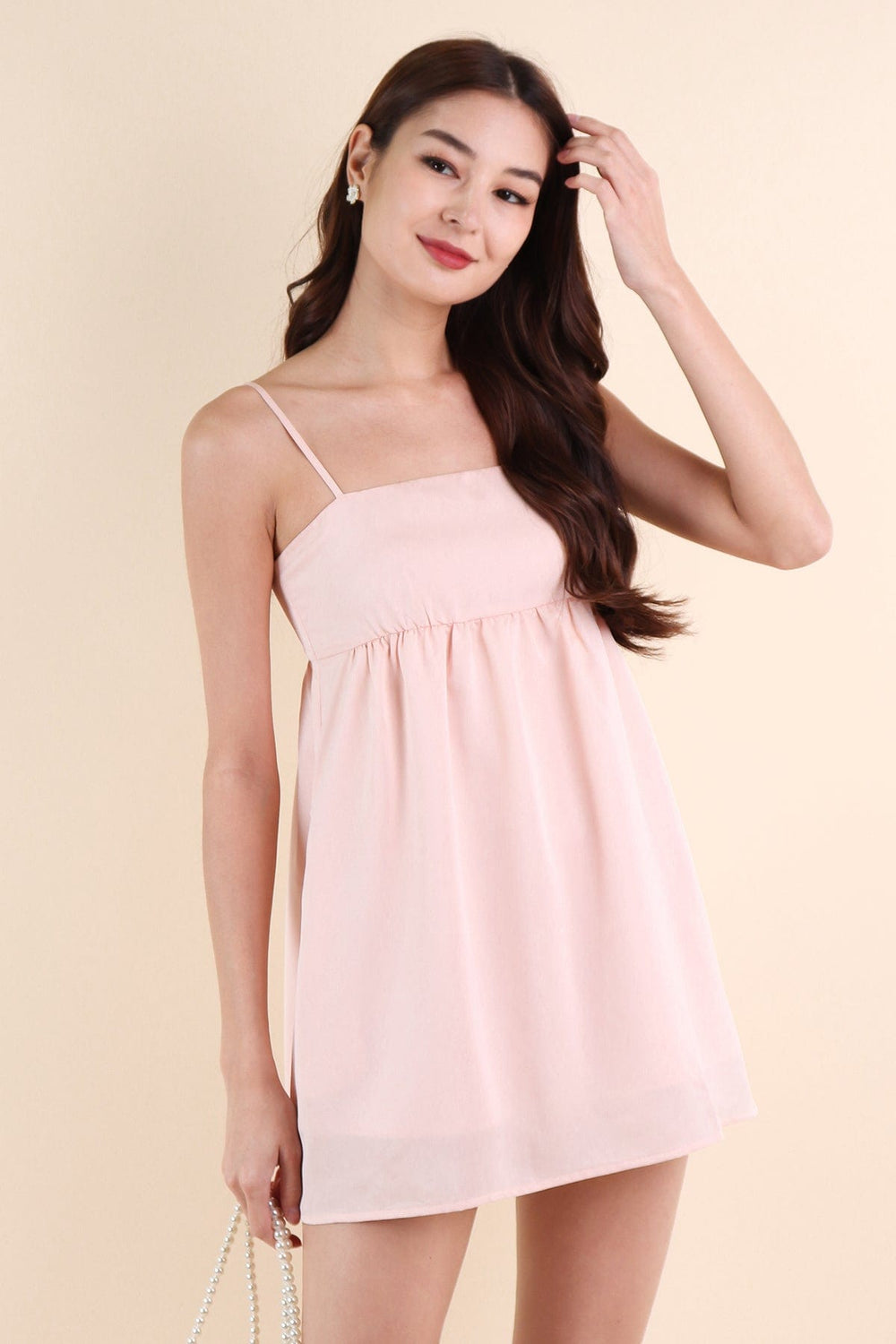 BELLUNA V3 SATIN DRESS IN PEACH PINK | NEONMELLO