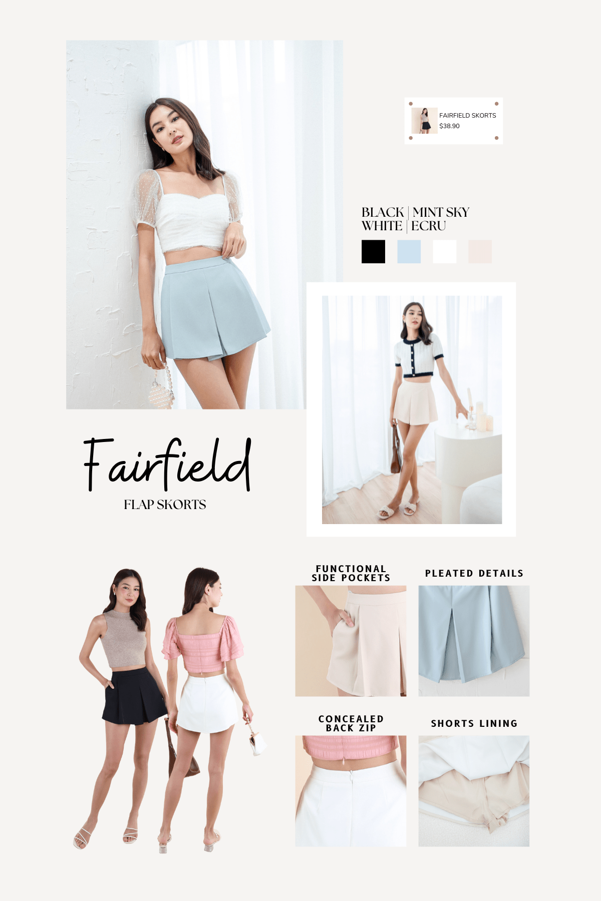 FAIRFIELD FLAP SKORTS IN MINT SKY | NEONMELLO