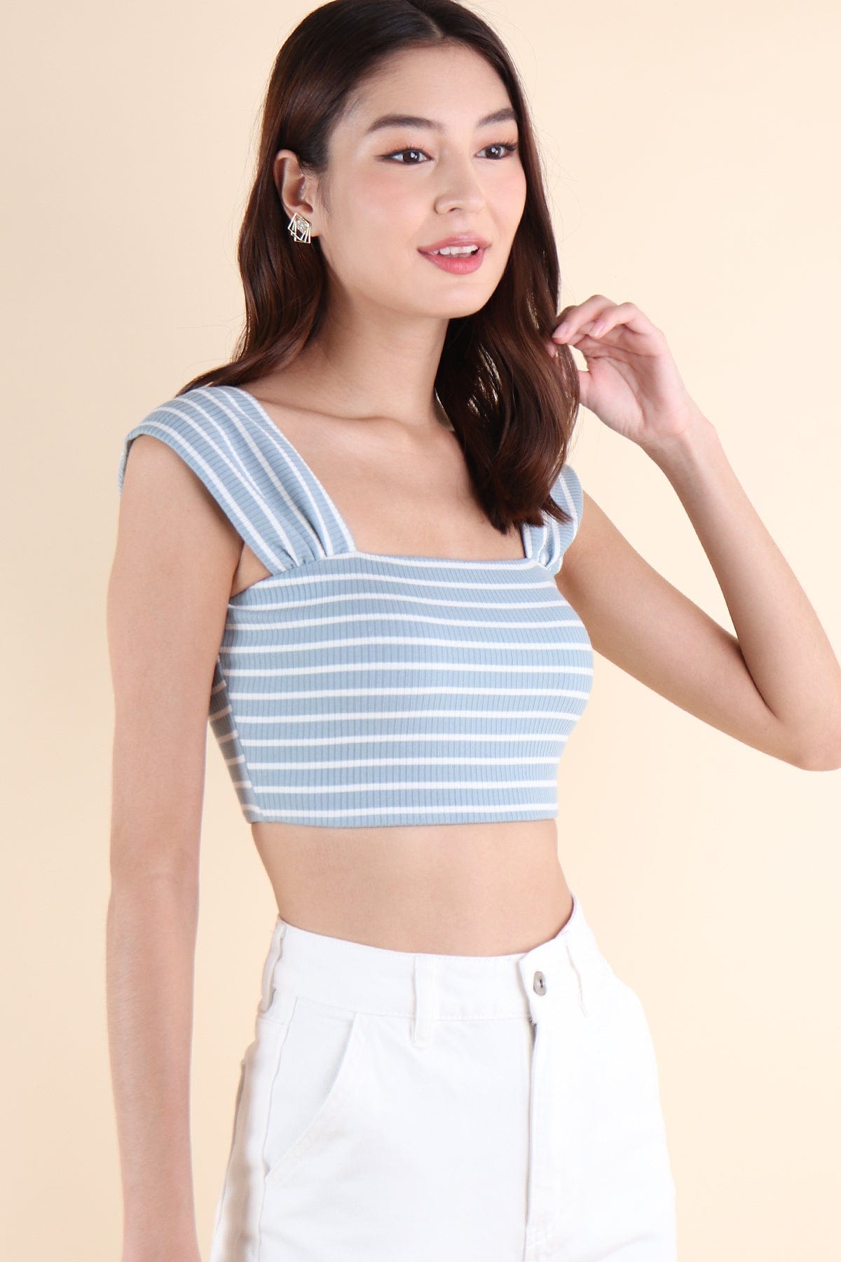 GABE STRIPES CROP TOP IN BLUE | NEONMELLO