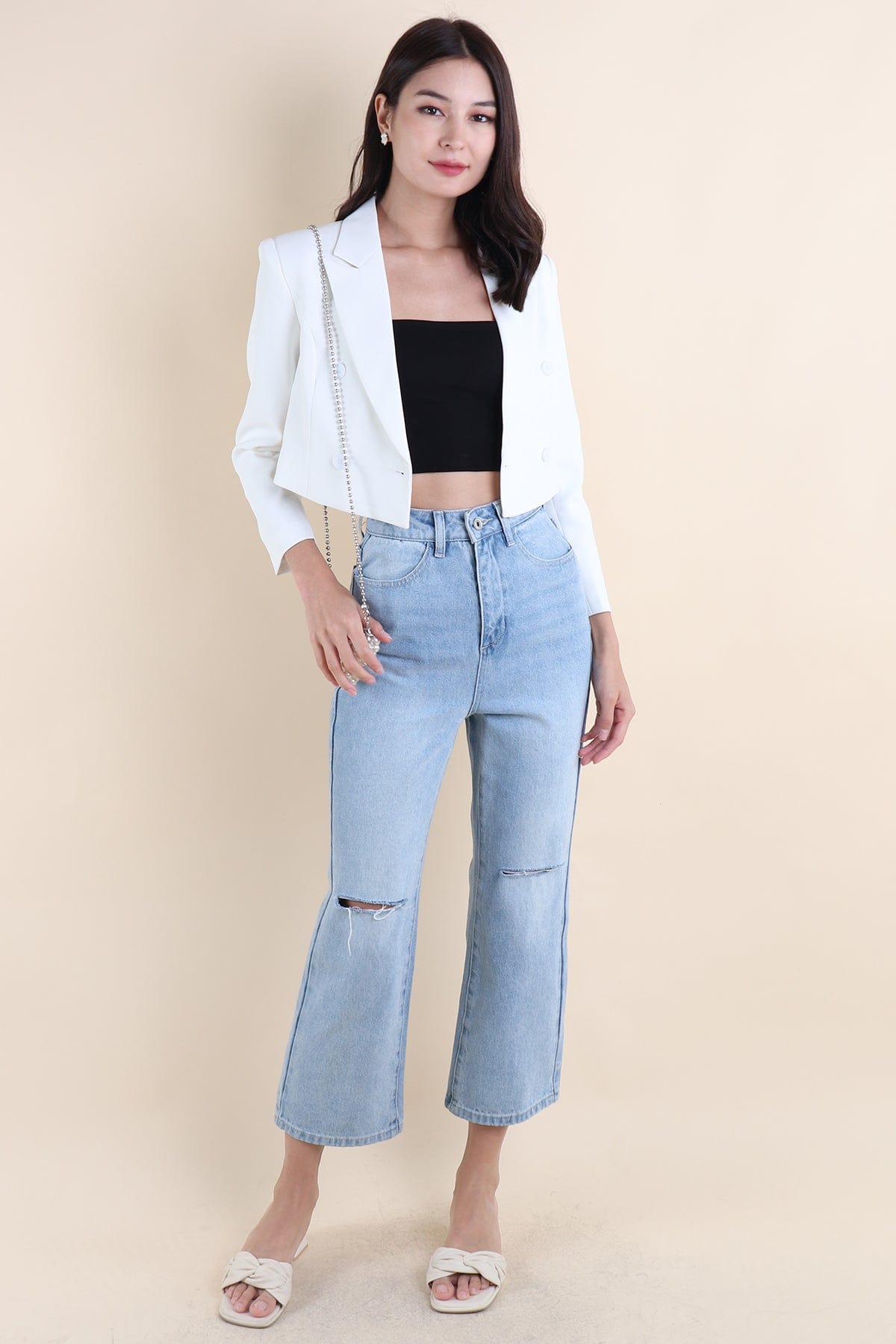 HANSEL SLIT DENIM JEANS IN LIGHT | NEONMELLO
