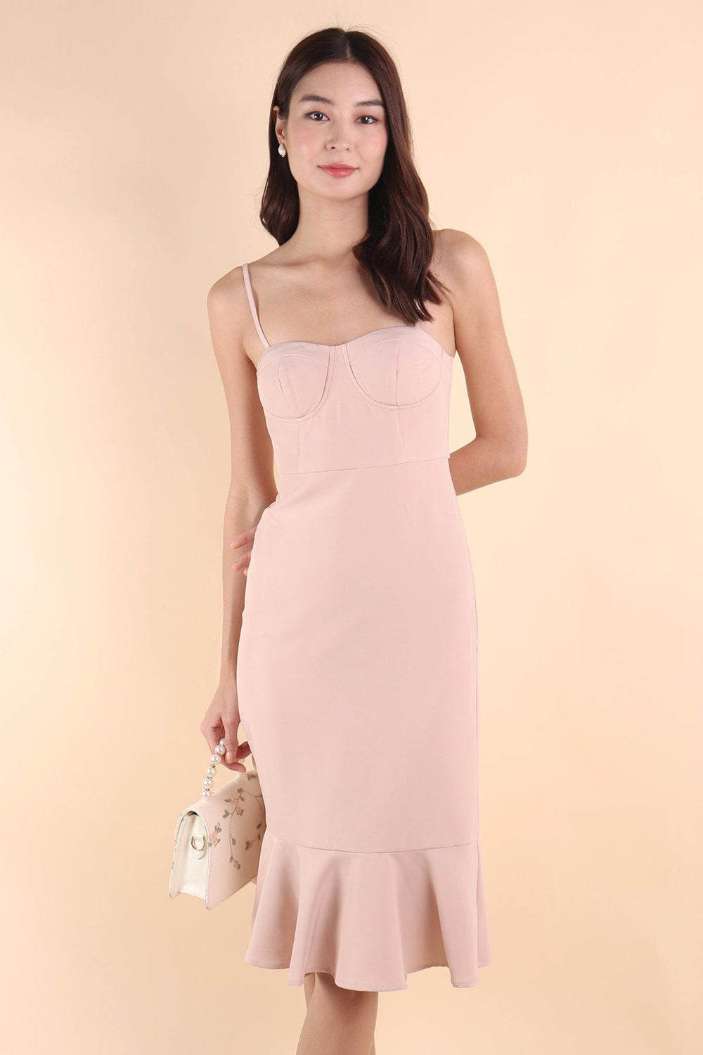 IMOGEN PADDED FLUTTERS DRESS IN PINK | NEONMELLO