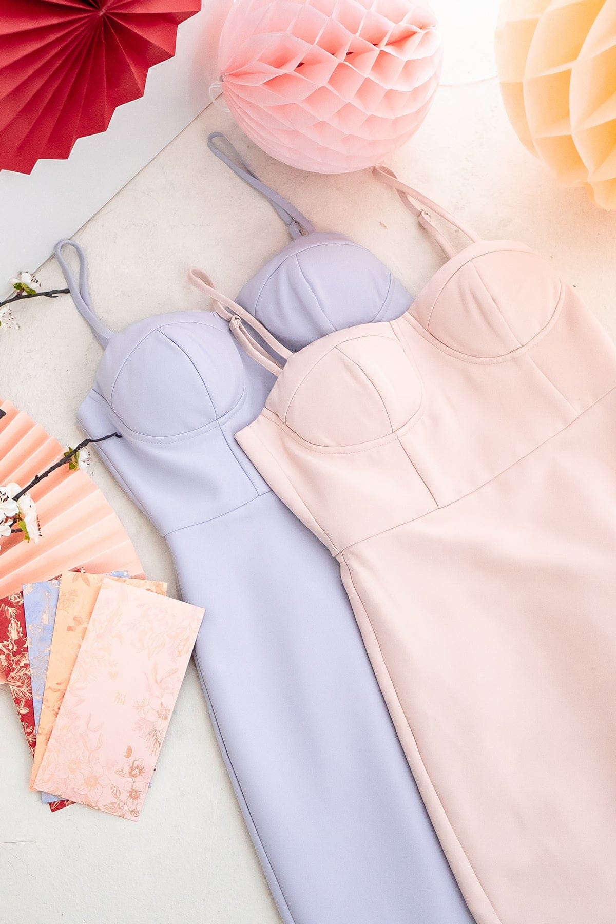 IMOGEN PADDED FLUTTERS DRESS IN PINK | NEONMELLO