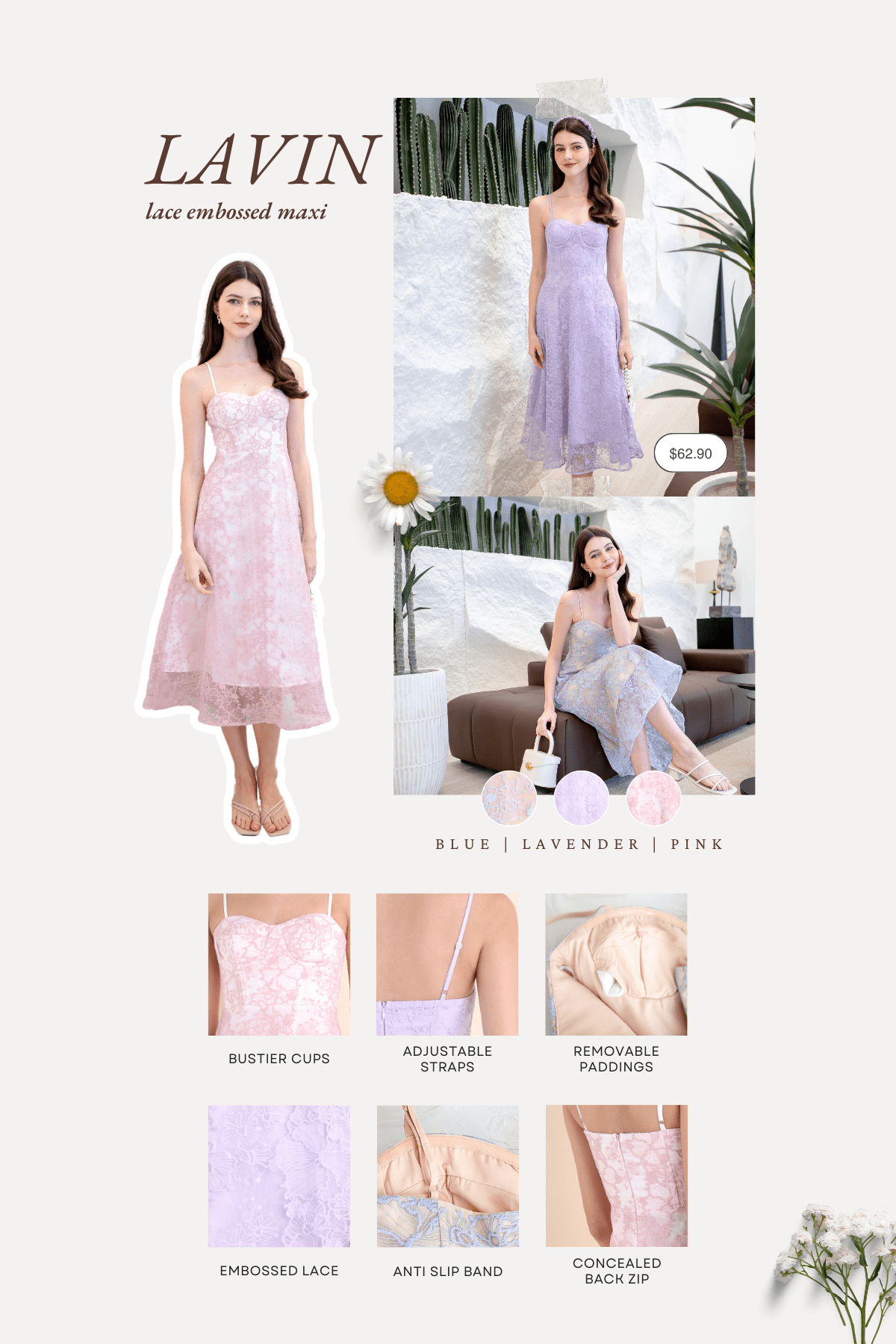 LAVIN LACE EMBOSSED MAXI IN PINK | NEONMELLO