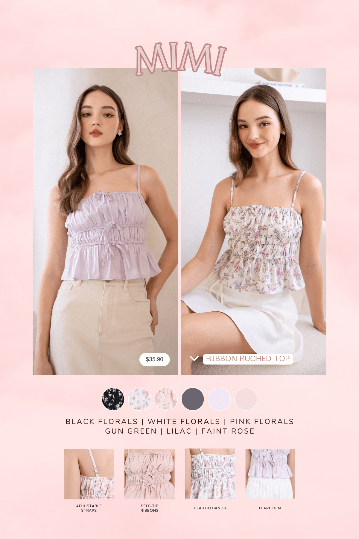 MIMI RIBBON RUCHED TOP IN GUN GREEN | NEONMELLO