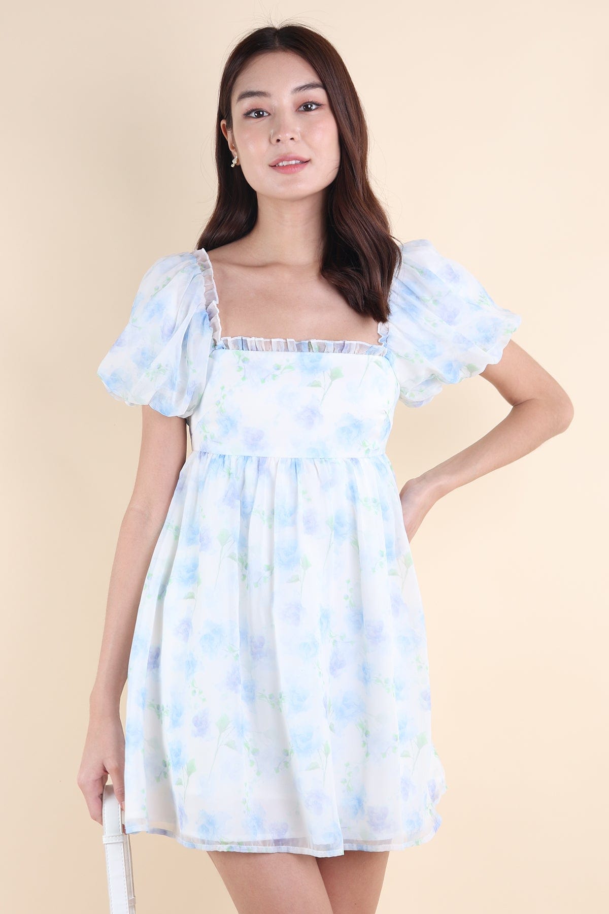 MORA WATERCOLOUR SLEEVE DRESS IN BLUE | NEONMELLO
