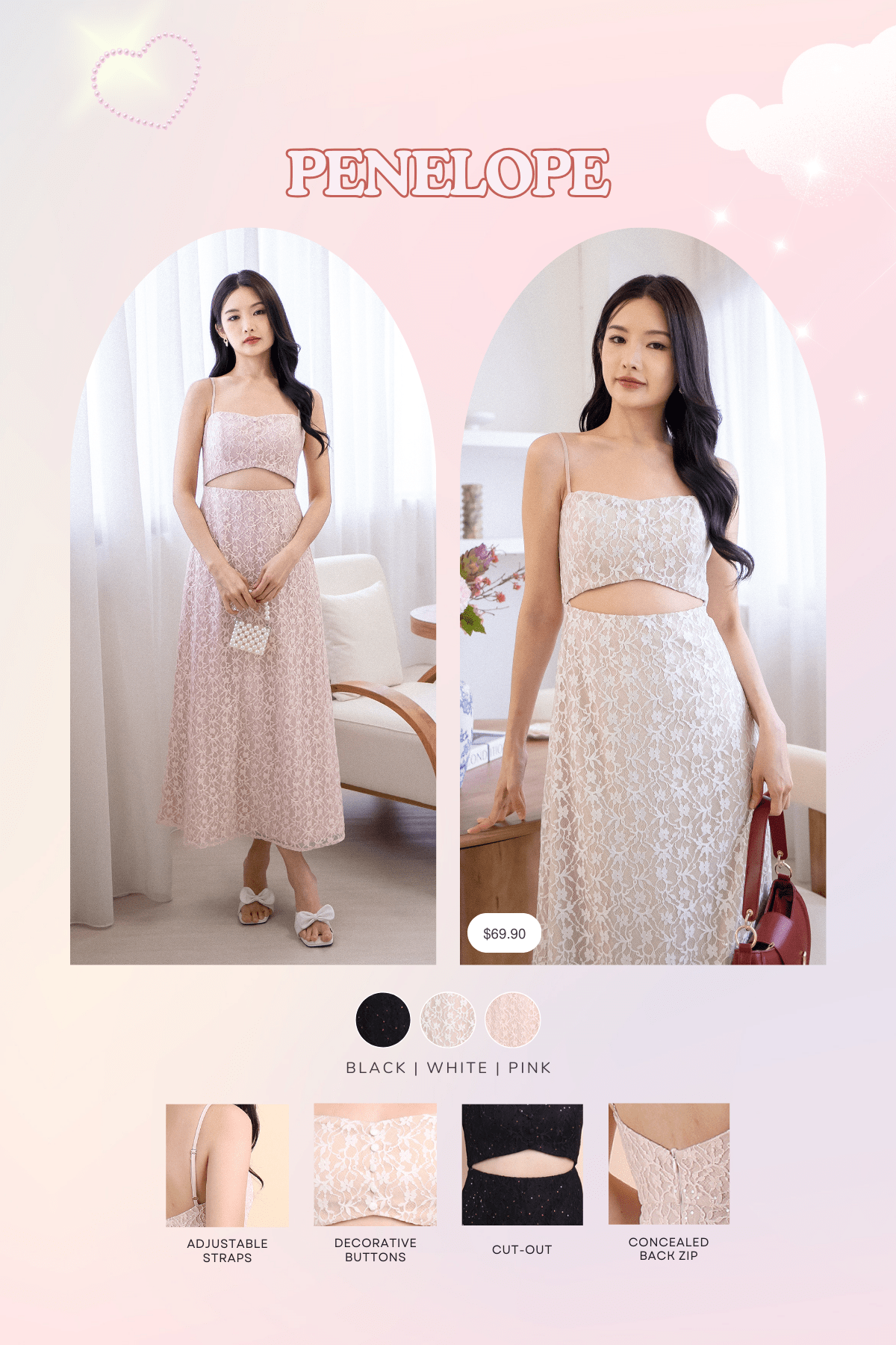 PENELOPE LACE CUT-OUT MAXI DRESS IN WHITE | NEONMELLO