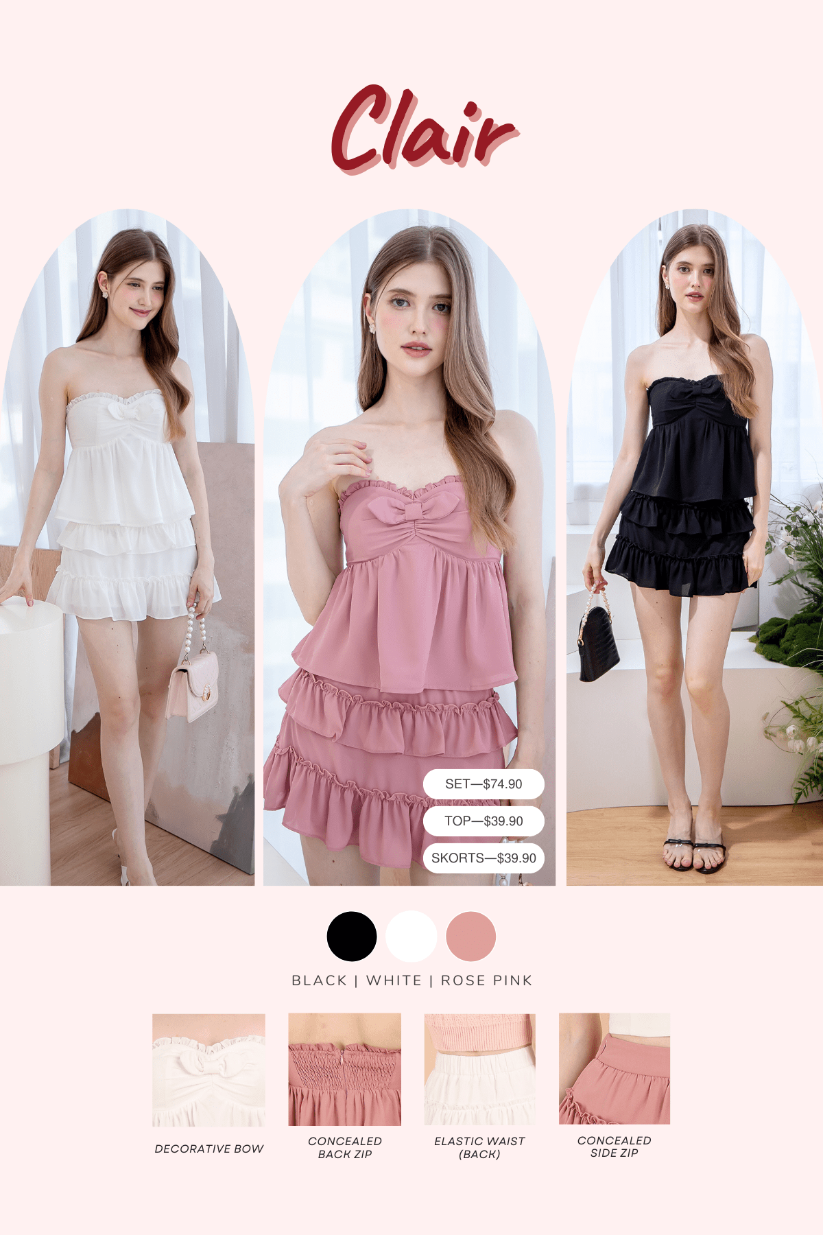 CLAIR 2-PC SET IN ROSE PINK | NEONMELLO