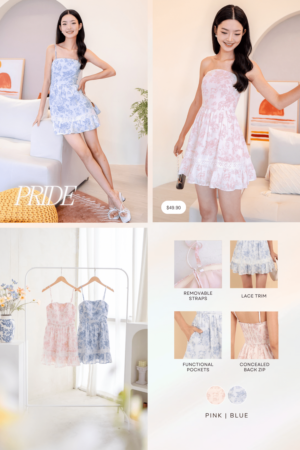 PRIDE PADDED ROMPER DRESS IN PINK | NEONMELLO