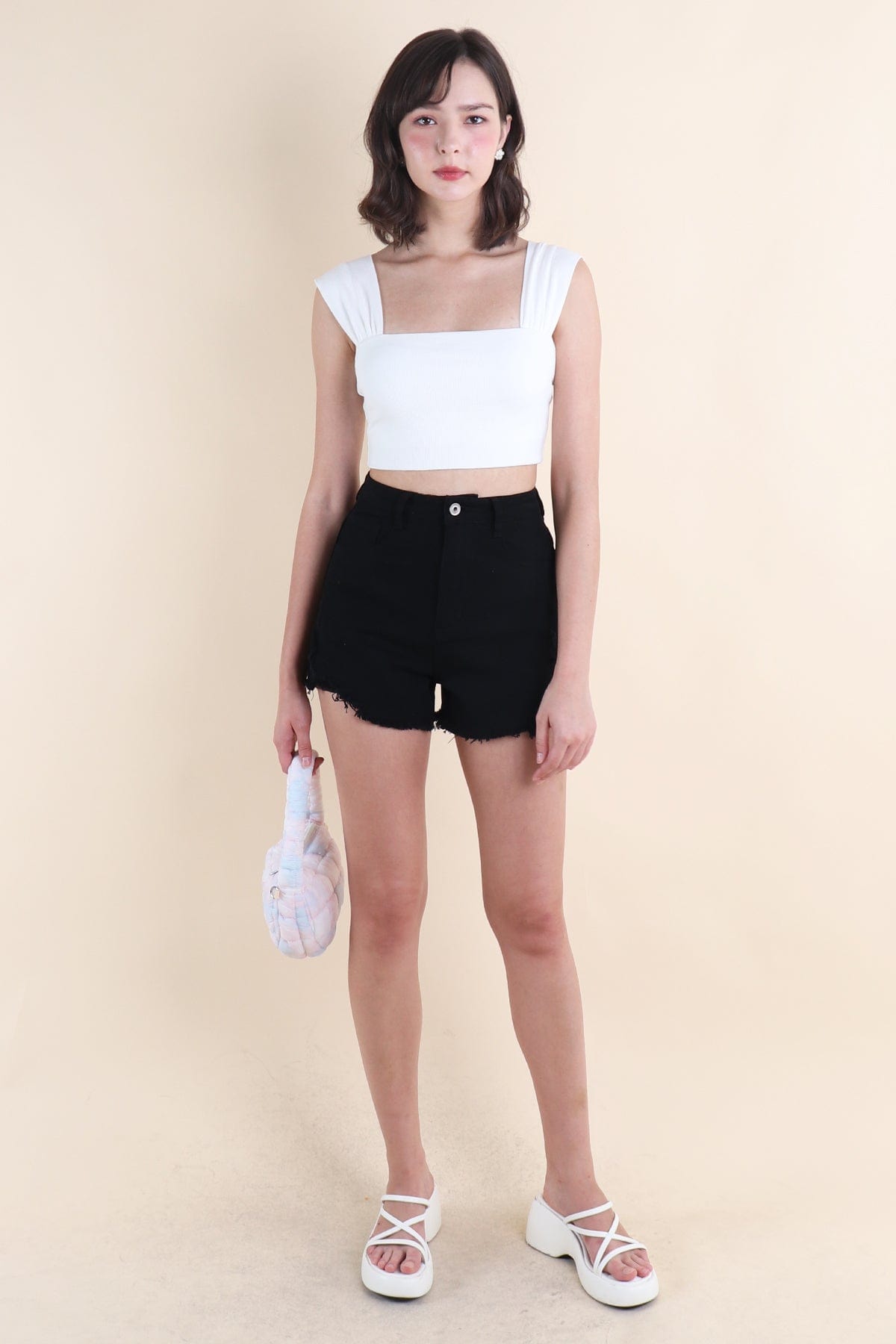 RESTOCKED** GABE RIBBED CROP TOP IN WHITE | NEONMELLO