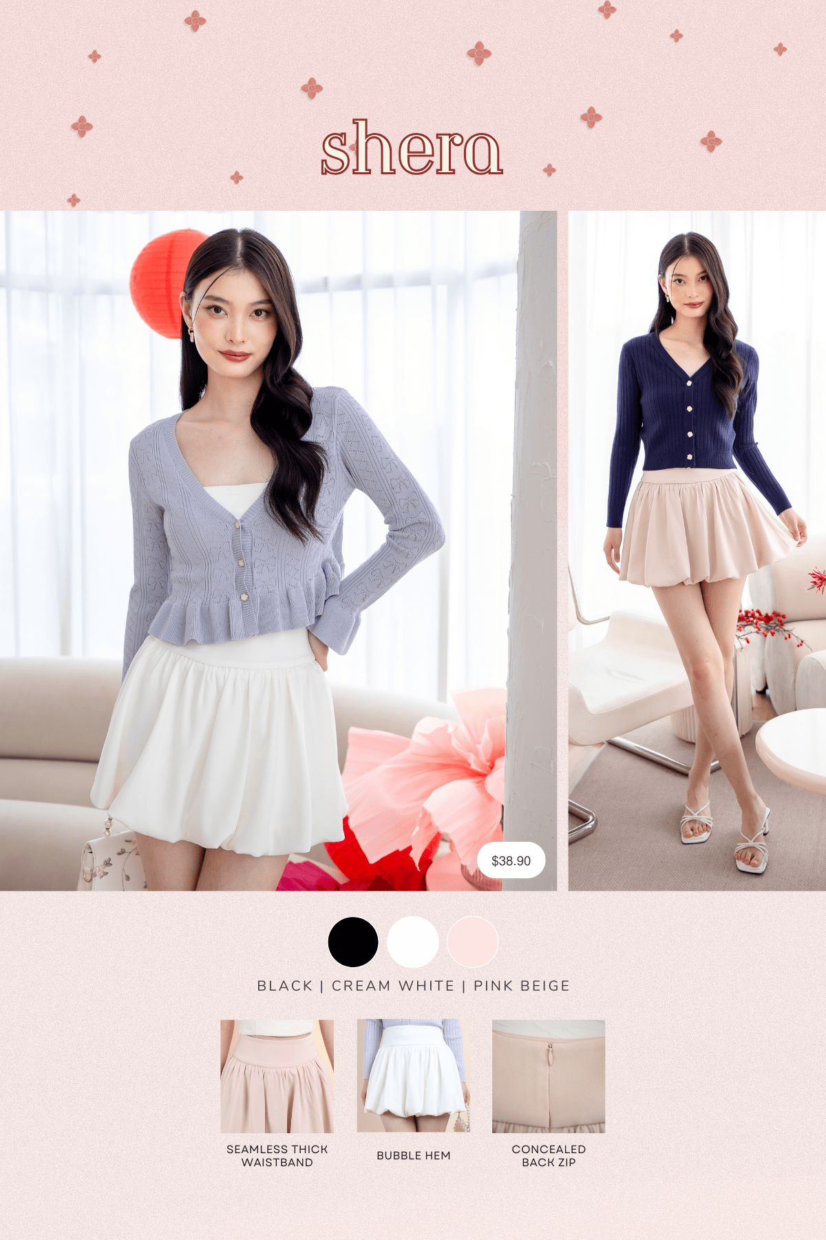 SHERA BUBBLE SKORTS IN BLACK | NEONMELLO