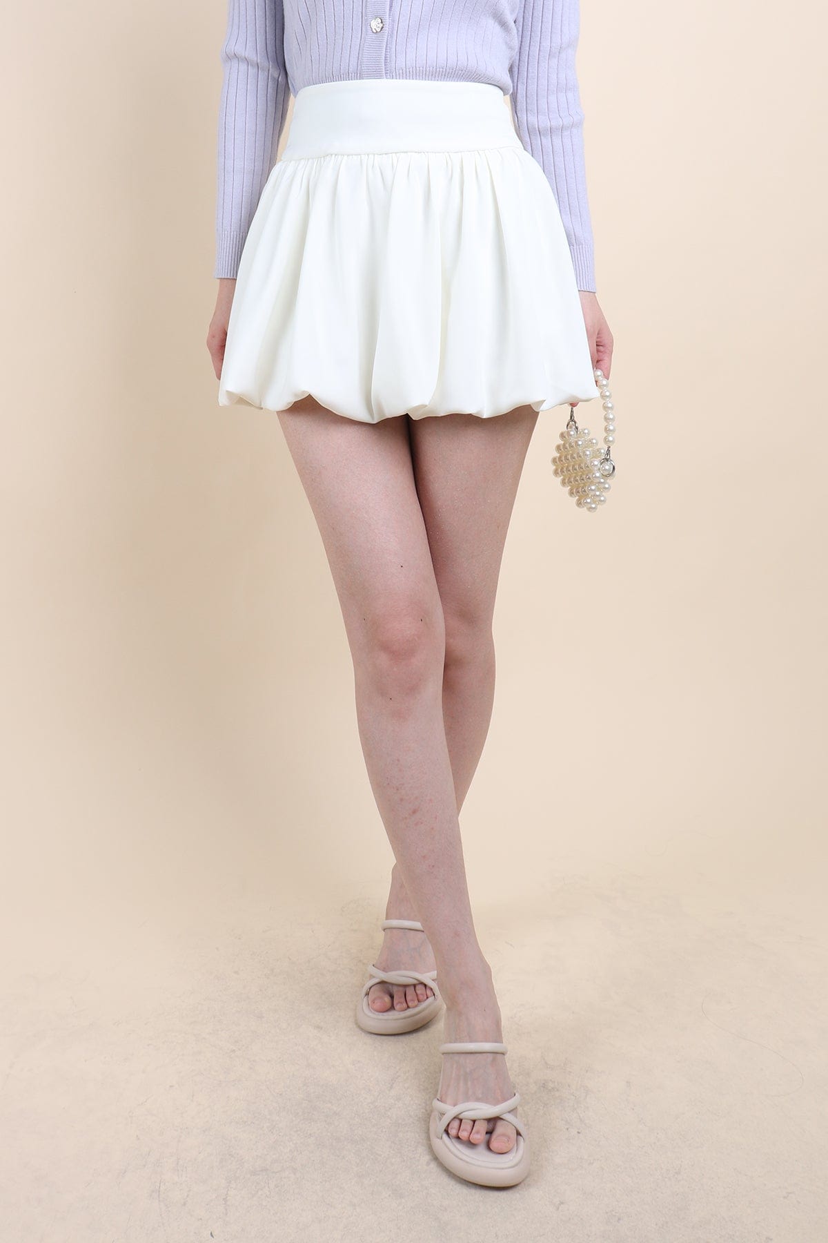SHERA BUBBLE SKORTS IN CREAM WHITE | NEONMELLO