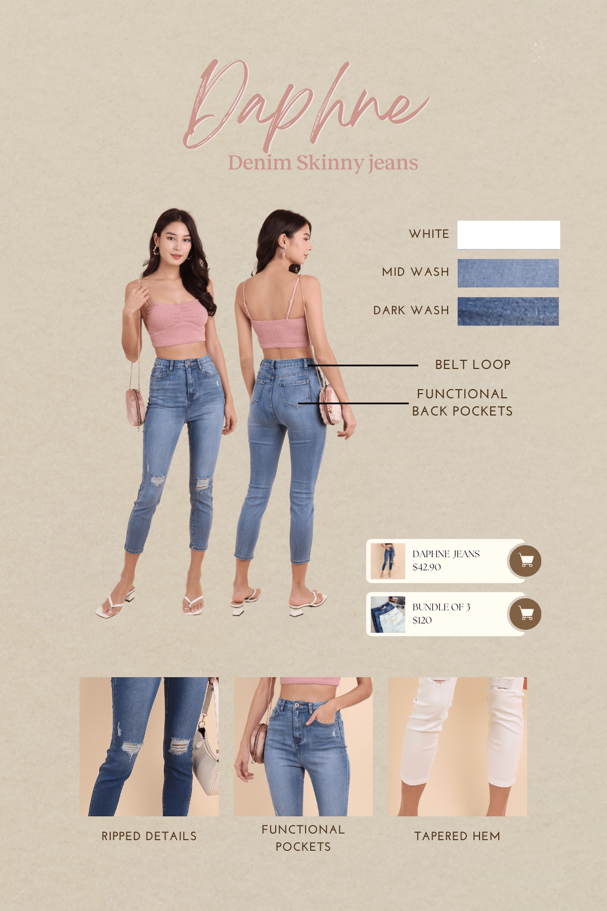 DAPHNE DENIM SKINNY JEANS IN DARK WASH | NEONMELLO