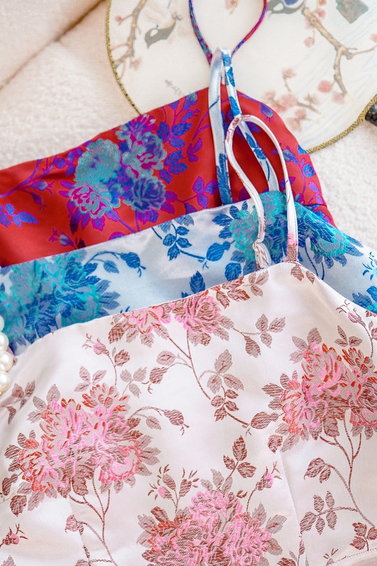 MADEBYNM SPRING BLISS FLORAL BROCADE DRESS IN LIGHT SAPPHIRE | NEONMELLO