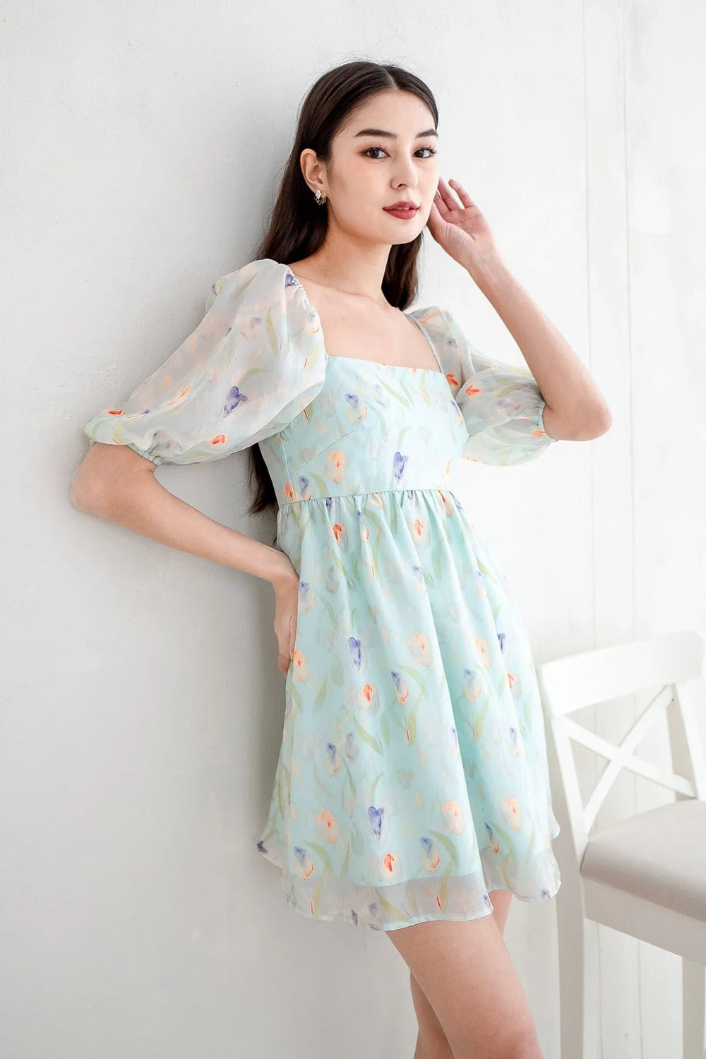 EDEN FLORAL BABYDOLL ROMPER DRESS IN JADE | NEONMELLO